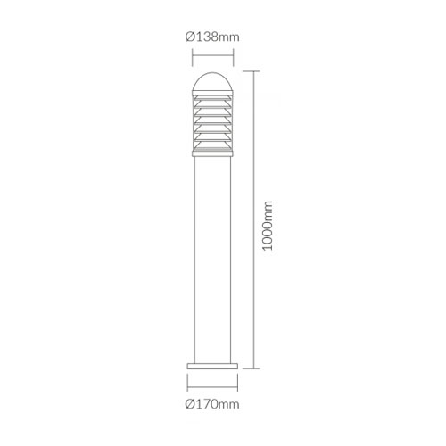 70W 1000mm IP65 E27 Weatherproof Garden Bollard Light | Lighting Store ...